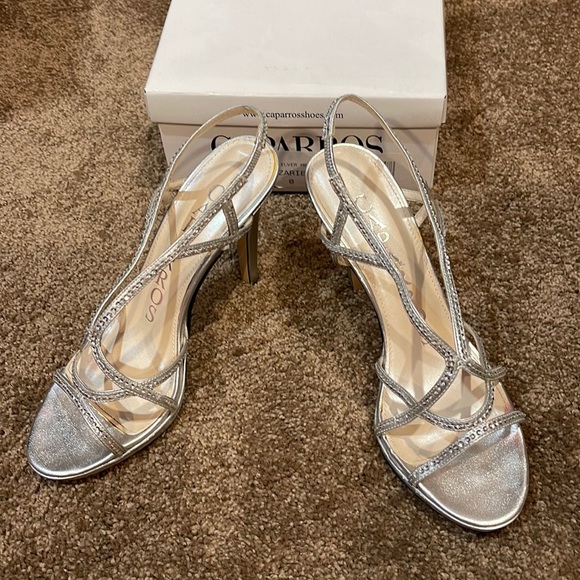 Caparros | Shoes | Caparros Silver Heels 8m Strappy 4 Heels | Poshmark